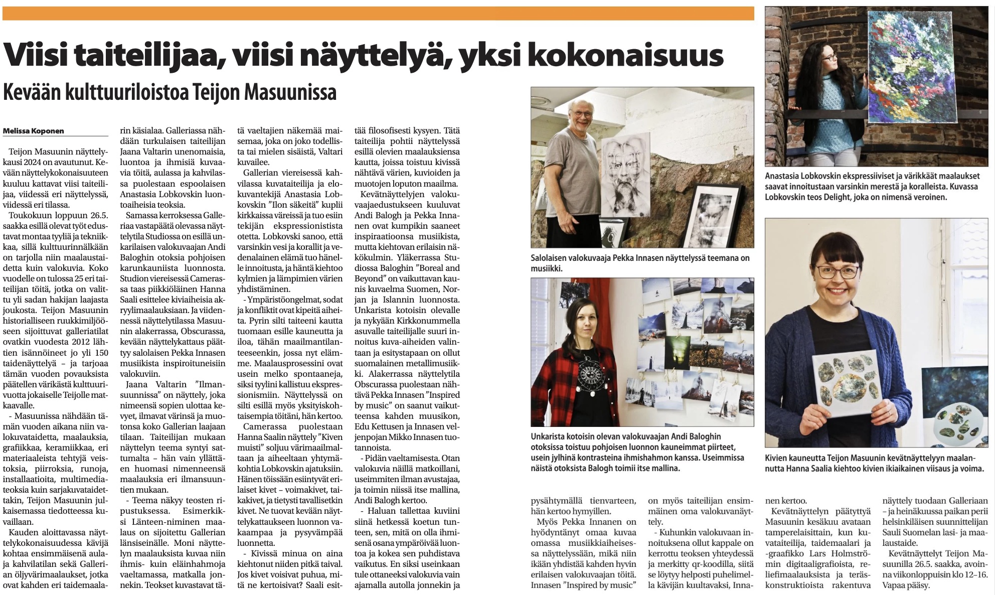 Painting exhibition at Teijon Masuuni 2.3 – 26.5.2024 – Anastasia Lobkovski